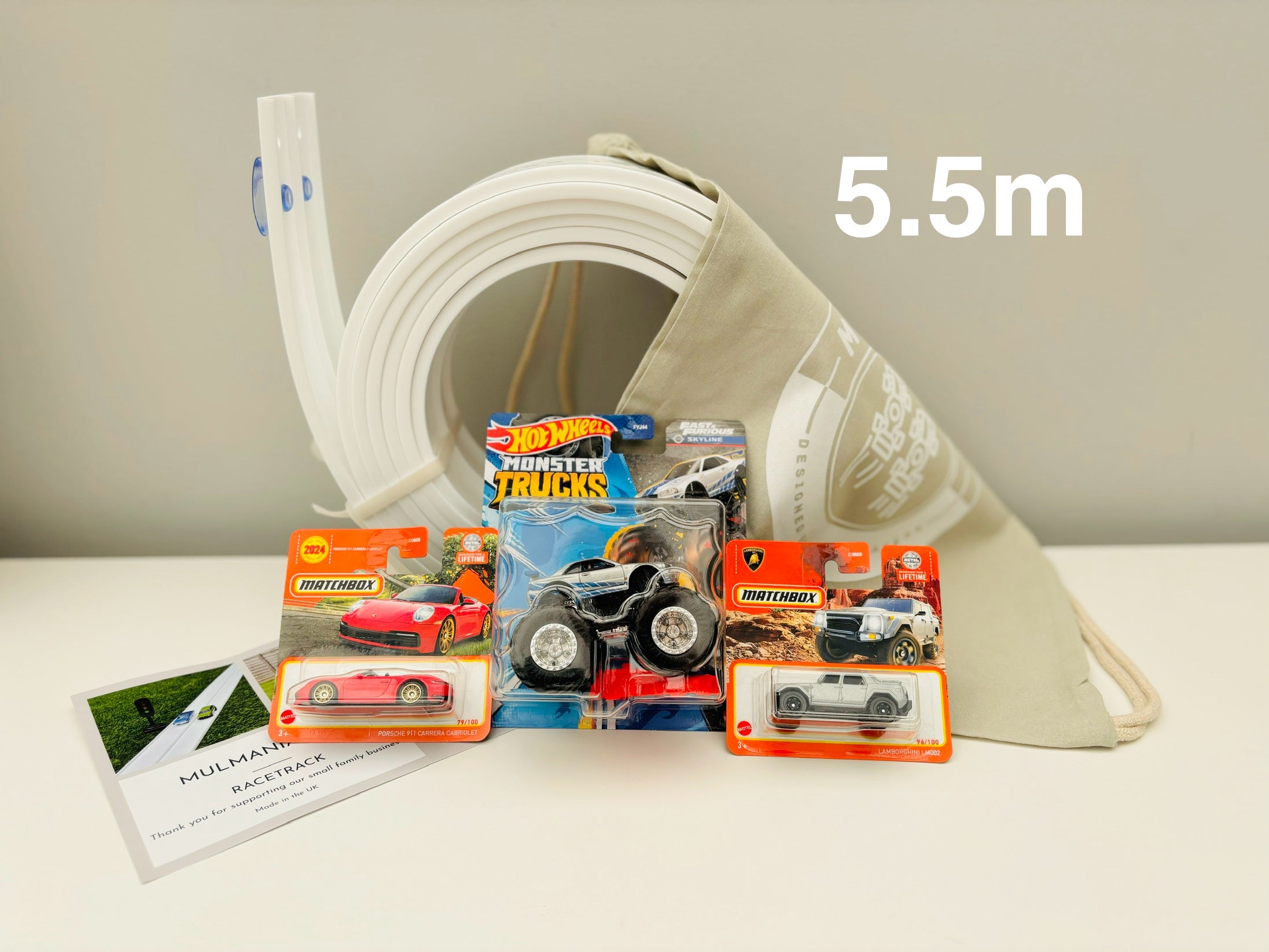 5.5m Race Track + 2 Diecast Cars + 1 Monster Truck (Bundle) – Mulmania Ltd
